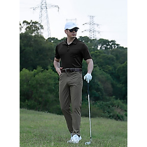 Gopune Men's Short Sleeve Polo Shirts Quick Dry Outdoor Regular Fit Golf Shirts with Pocket Black,L