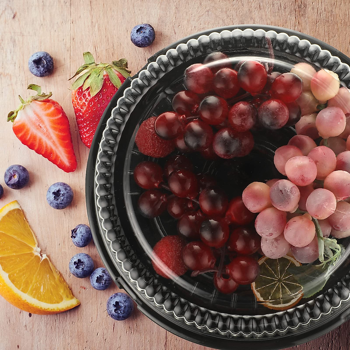 Nuanchu 24 Pieces 8 Inch Disposable Cake Containers with Lids Plastic Serving Tray Clear Platters with Clear Lids Round Disposable Cake Holder for Storing Party Takeout Food Catering Display