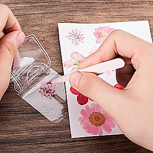 PAGOW 60PCS Transparent Dried Flower Bookmarks Stickers Craft Clear Drift Bottle Page Clips Handmade DIY Beautiful Glassware Decal(6 Size)