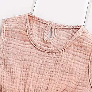 Yoawdats Newborn Baby Girl Romper Cotton Linen Bodysuits Ruffle Sleeve Summer Jumpsuit Outfits Clothes (0-6 Months, Y Pink)