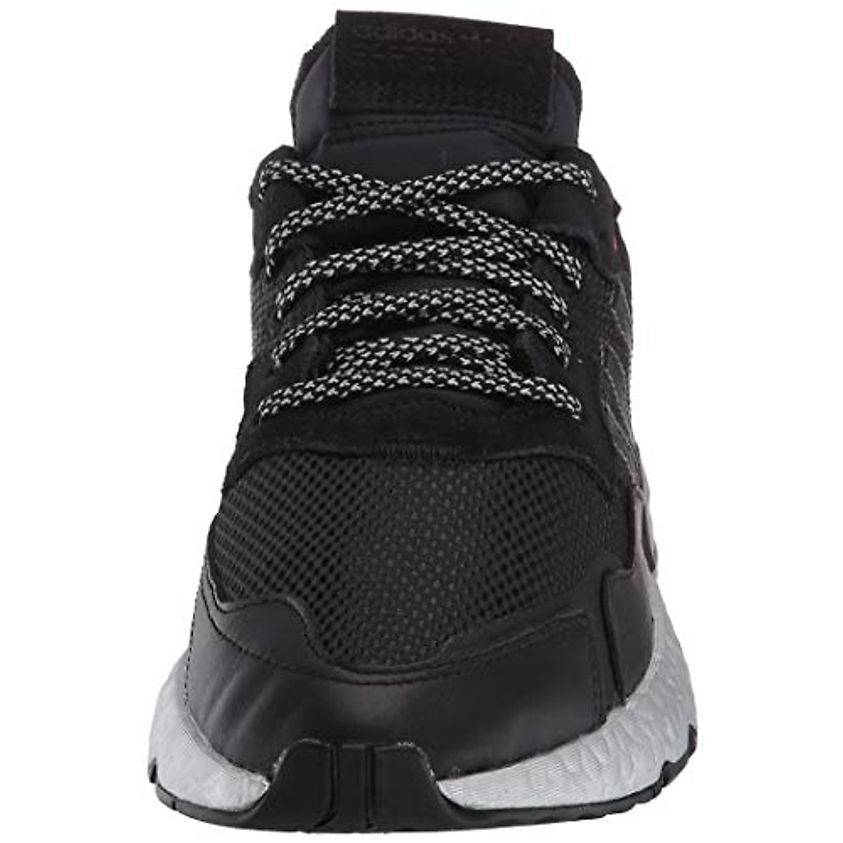 adidas Originals Women's Nite Jogger Sneaker, core Black/Shock Red/Silver Met, 7.5 M US