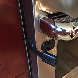 BabyKeeps Child Safety Locks - Latches to Baby Proof Cabinets, Drawers, Appliances - No Drilling - Plus Extra 3M Adhesive Included - Adjustable Length (Black)