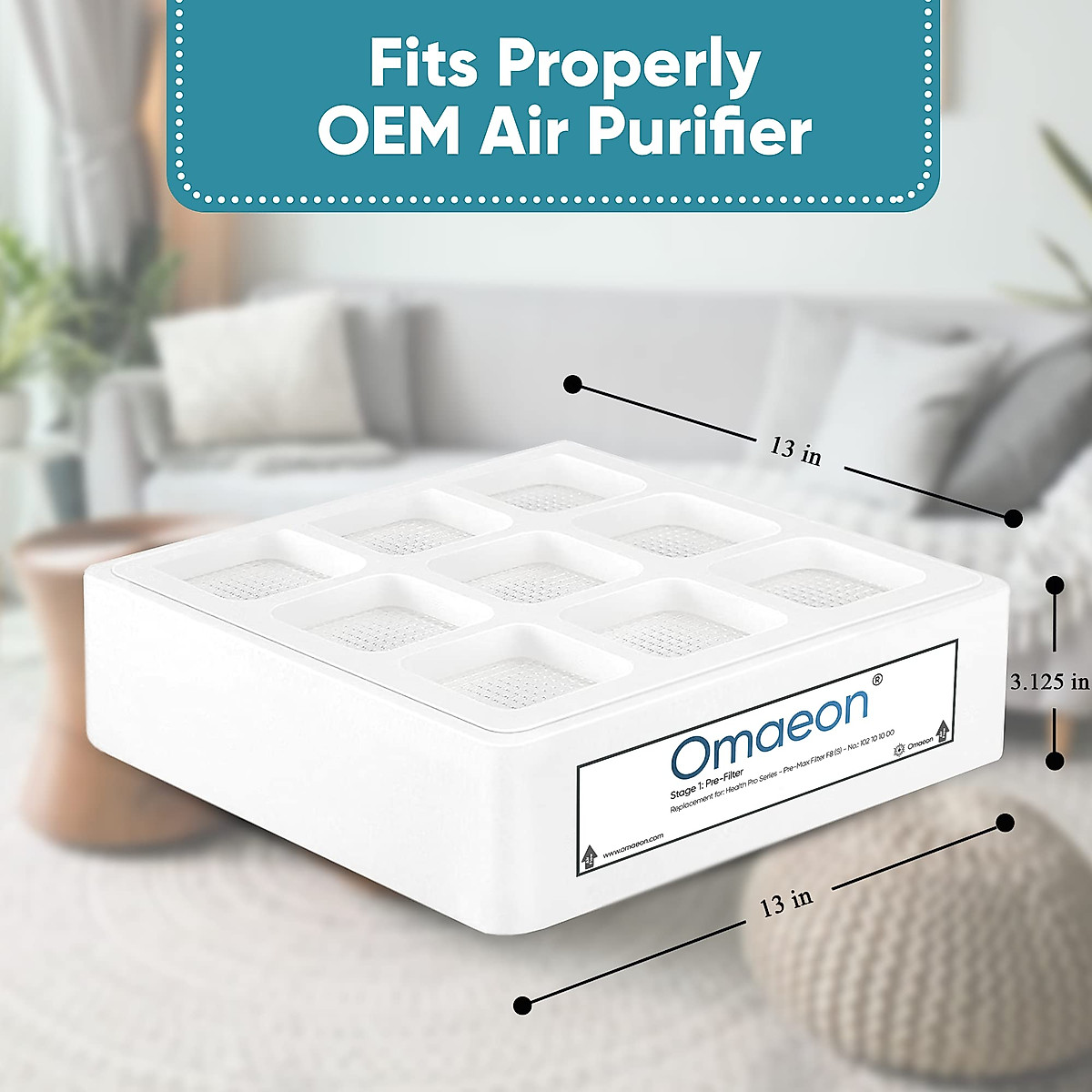 Omaeon Branded Pre-Filter Compatible with IQAir Pre-Max (F1) HealthPro Series F8(S)