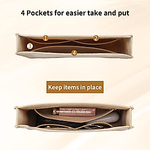 LOUKAYCCI Purse Insert Organizer for Hermes Evelyne 29 Bag, Premium Purse Felt Insert (E29, Beige)