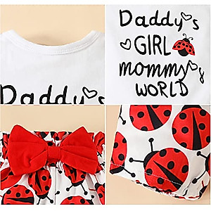 AMAWMW Newborn Baby Girl Ladybug Outfit Ruffle Romper Ladybug Pants Infant Summer Fall Clothes Set Baby Girl Gifts