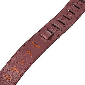 PRS Guitars Premium Leather 2" Strap Embroidered Birds, Burgundy (ACC-3167)
