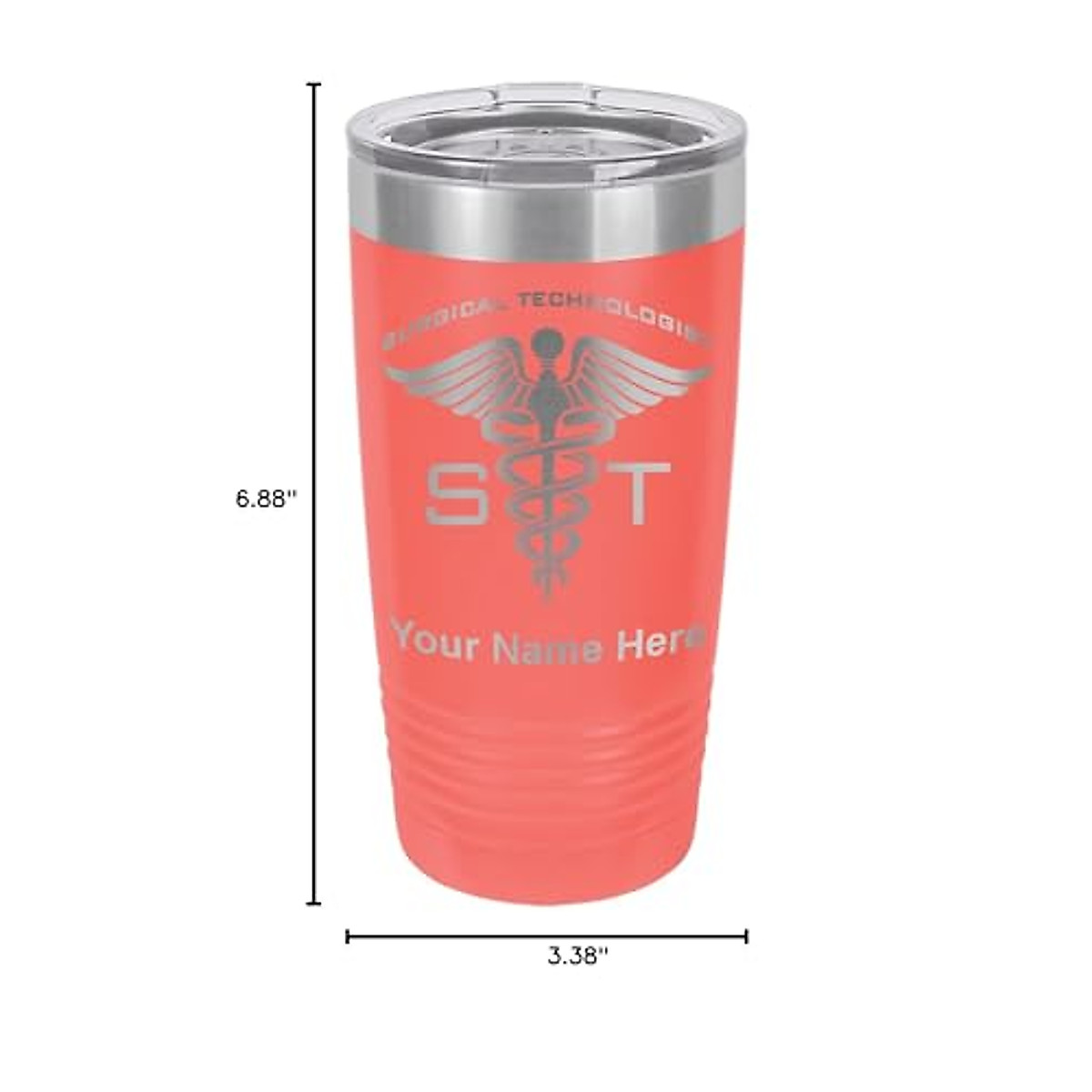 LaserGram 20oz Vacuum Insulated Tumbler Mug, ST Surgical Technologist, Personalized Engraving Included (Coral)