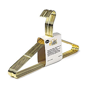 Quality Gold Modern Extra Heavy Duty Metal Hangers – Clothing Thin Compact Hanger – Coated Metal Hangers for Wardrobe – Shirt Pants Slim Hanger - 10 Pack