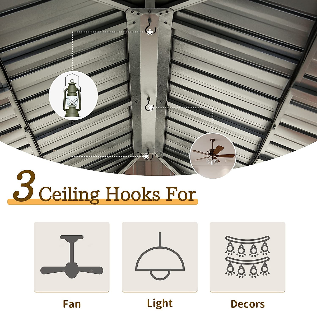 Domi 10' x 14' Hardtop Gazebo Permanent Metal Gazebo with Galvanized Steel Double Roof, Curtains and Netting for Outdoor Dining, Party, Patio, Backyard, Grey