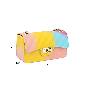 Jelly Purse for Women Rainbow Quilted Crossbody Evening Shoulder bag by Soulfina (Multi I)