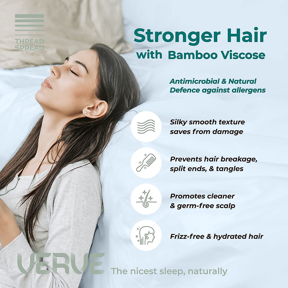 THREAD SPREAD 100% Viscose Derived from Bamboo Sheets Full - 4 Piece Bamboo Viscose Sheets for Full Size Bed, Silky Soft, Organic Cooling Sheet Set, Fits Upto 18" Mattress - Aqua Blue Luxury Sheet
