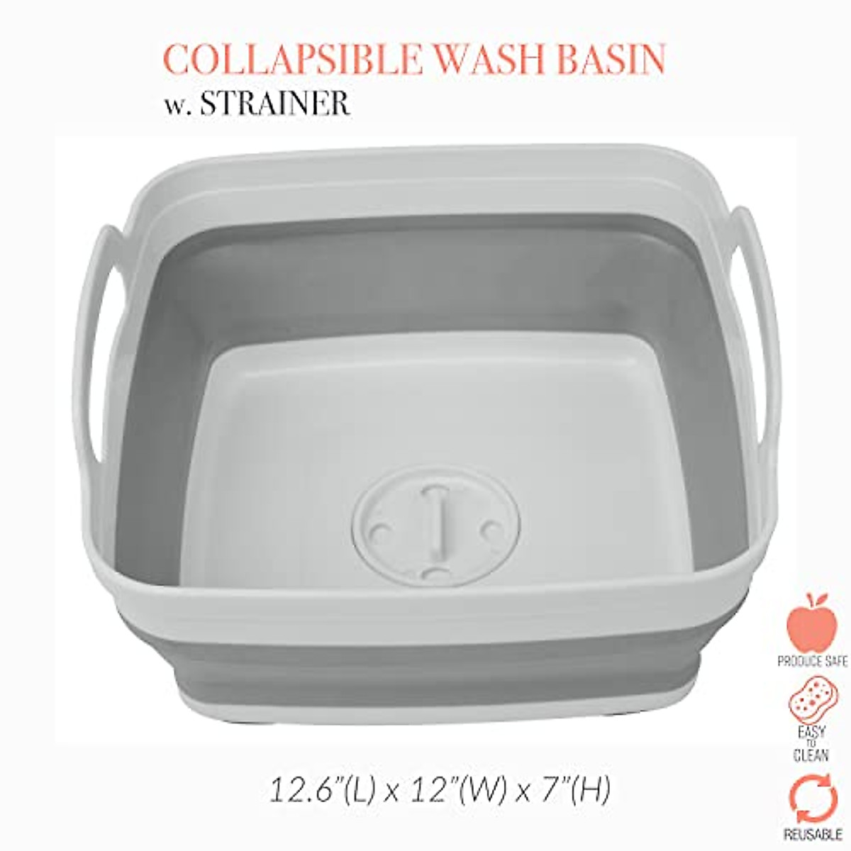 Kitchen Details Collapsible Wash Basin | Self Draining Design | Large Flexible Design | Protect Dinnerware | Self Draining | Space Saver | Home Cleaning | White