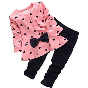 Cabucale Little Girls Long Sleeve Pant Set Top and Leggings Set Baby Clothing Set Kids Toddler Children Tops Outfits