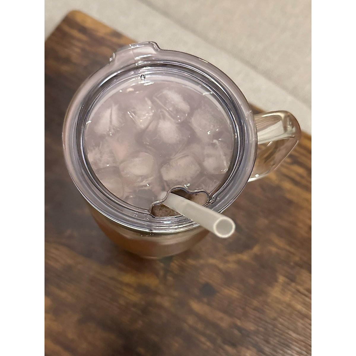 Zukro Replacement Lid for Zukro 32 Glass Tumbler with Handle, Press In, Compatible with Bubble Tea Straw, BPA Free, Clear