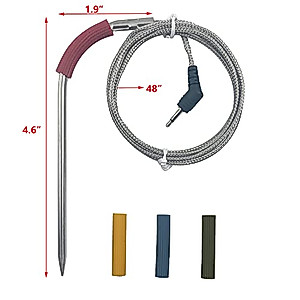 4 Packs of Pro Thermometer Meat Probe Replacement for Weber Grills, igrill, Connect Smart Grilling Hub by Meatender, Equiped with 4 Probe Cord Wraps, 4 Magnetic Tablets and 4 Probe Stands…