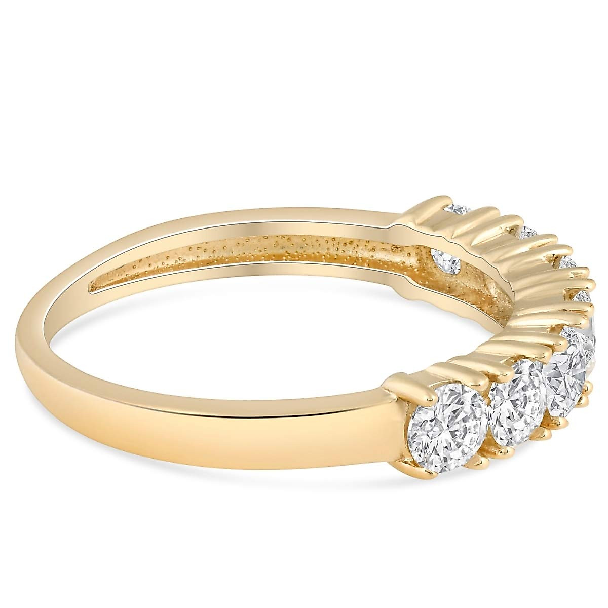 P3 POMPEII3 1ct Diamond Wedding Ring Anniversary 14k Yellow Gold 7-Stone Womens Band - Size 6.5