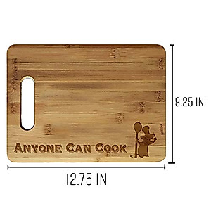 Hat Shark "Anyone Can Cook" Funny Laser Engraved Bamboo Cutting Board - Wedding, Housewarming, Anniversary, Birthday (12.75 x 9.25)