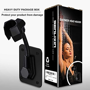 Shower Head Holder Strong Adhesive 360 Degree Rotatable Adjustable Handheld Shower Wand Holder Wall Mount Bracket for Bathroom (Black)