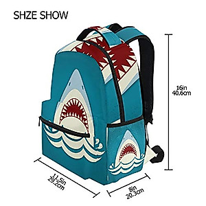 School Backpack Shark Tooth Jaws Teens Girls Boys Schoolbag Travel Bag