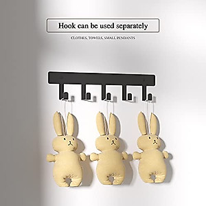 AMOOSON Over The Door Hooks Organizer Hanger, Coat Hooks Towel Rack with 2 Mesh Basket 5 Hooks Hanging Storage Spice Rack for Bathroom Bedroom Kitchen Over The Door Storage Organizer, Black