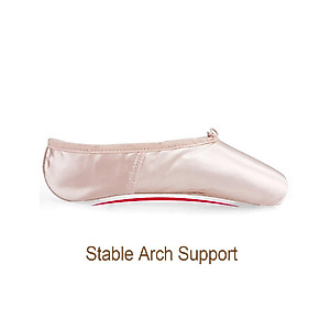Daydance Women's Pointe Shoes Pink Ribbon Ballerina Ballet Shoes with Silicone Toe Pads (Light Pink, 7)