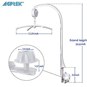 AGPtek Baby Crib Mobile Bed Bell Holder Music Box Holder Arm Bracket Baby Bed Stent Set (Nut Screw) ¨C 2 Sizes for Optional (34.6")