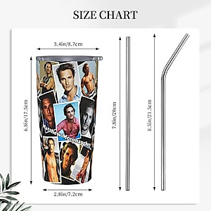 OAEWRE Matthew Actors McConaughey Stainless Steel Mug Insulated Tumbler Coffee Mugs with Lids and Straw Double Wall Vacuum Cup 20oz