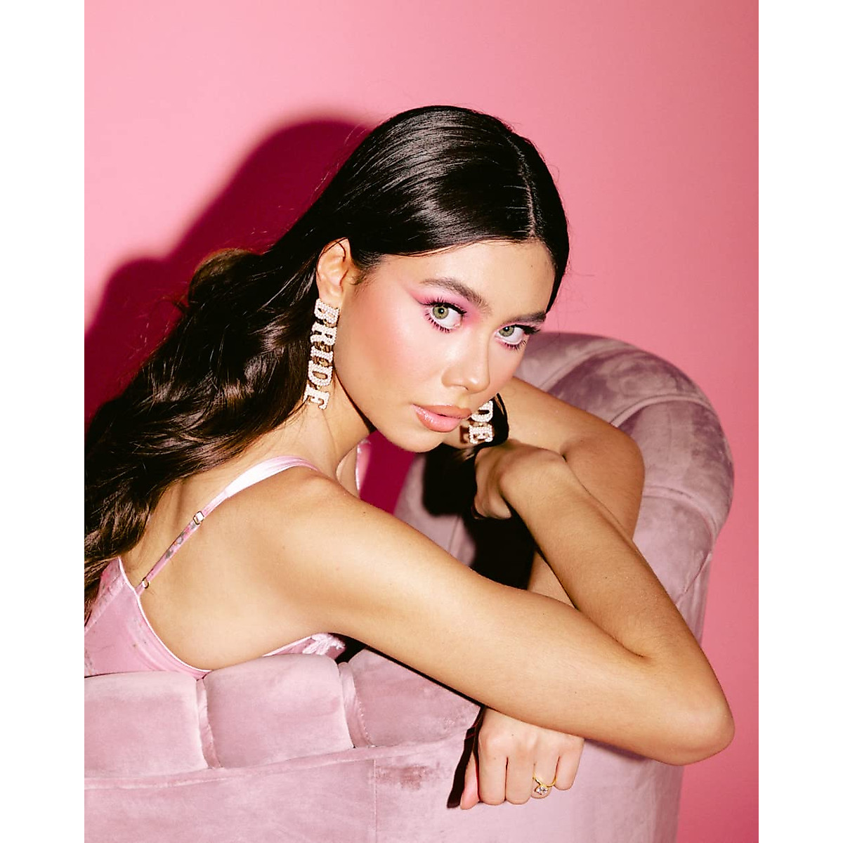 xo, Fetti Bride Pearl Drop Earrings, 3" Drop, Gold Pearl Charm Letter Jewelry | Bachelorette Party Decorations, Bridesmaid Gift, Bridal Shower, Wedding