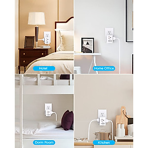 Multi Plug Outlet Extender, Power Strip Non Surge Protector Electric Outlet Splitter with 3 USB Wall Charger (1 USB C), Multiple Outlet Expander for Cruise, Dorm, Travel, Home, Office