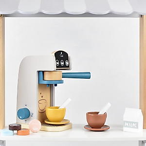 PairPear Kids Wooden Toys Coffee Maker Toy Espresso Machine Playset - Toddler Play Kitchen Accessories Gift for Girls and Boys
