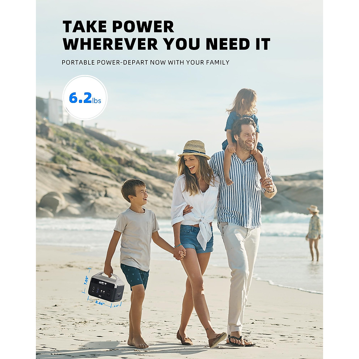 Backup Battery Power Supply 300W, 179.2Wh/56000mAh LiFePO4 Portable Power Station, Fast Charging Solar Generator with 3 Input/6 Output Ports, 110V Pure Sine Wave 2 AC Outlets