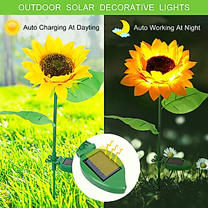 Solar Sunflowers Lights Outdoor Garden Decorative LED Lights Waterproof Solar Landscape Lights for Pathway, Garden,Yard, Patio, Backyard