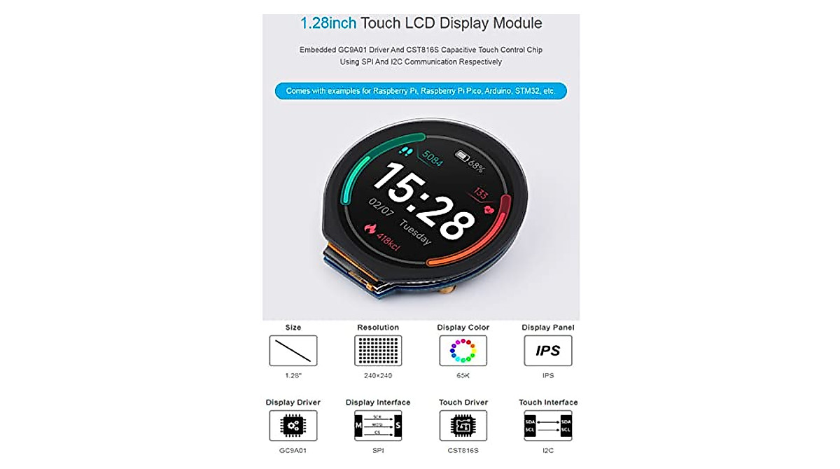 1.28-inch Touch Round LCD Module – Vibrant IPS Display & Touch