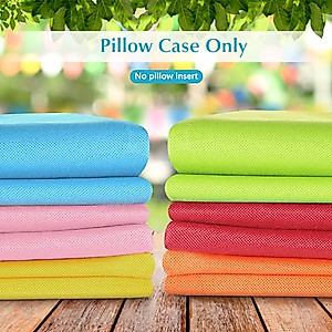 Lewondr Waterproof Outdoor Throw Pillow Cover, 2 Pack Solid PU Coating Throw Pillow Case UV Protection Garden Cushion Cover for Patio Sofa Couch Balcony 20"x20"(50x50cm), Light Blue