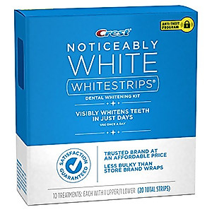 Crest 3D Whitestrips, Noticeably White, Teeth Whitening Strip Kit, 20 Strips (10 Count Pack)