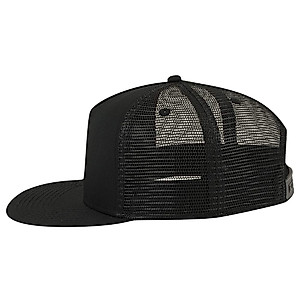 OTTO Square Flat Visor SNAP 5 Panel Mesh Back Trucker Snapback Hat - Black
