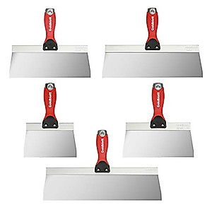Goldblatt Drywall Tools, Drywall Knife Set, 5-Piece Stainless Steel Taping Knives, Includes- 6'', 8'', 10'', 12'', 14'' Drywall Tools, Perfect for Drywall Joint Taping, Finishing and Patching