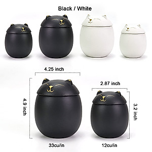 MEETPET Cat Urn Dog Urn Sized 3.2x2.9 and 4.9x4.25. A Smiley-Cat Pet Urn with a Memoria Card.Cat Urns for Ashes for Your Pet (12 cu/in, Black)