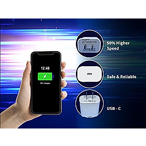 USB C Charger - 20W PD Fast Charging Block Compatible with iPhone 13 12 11 X XR Xs Pro (max/Pro/Mini), iPad, Samsung, Huawei, Xiaomi, Oppo, Vivo - White