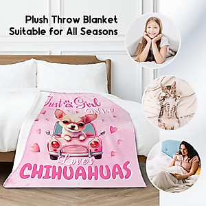 UNIKITTY Chihuahua Blanket Gifts, Chihuahua Throw Blanket for Dog Lovers, 50"x60" Pink Blanket for Girls Dog Print Gifts, Kids Blankets for Bed Couch, Fleece Throw Blanket Girls Room Decor