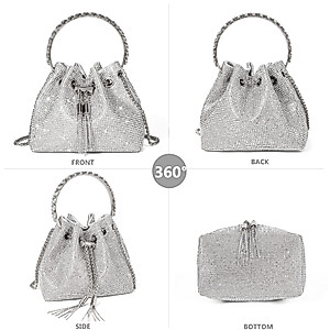 Sweetovo Bling Crystal Rhinestone Purse for Women Sparkly Clutch Handbag Crossbody Bag for Evening Wedding Party Prom