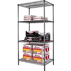 Alera SW503624BA Wire Shelving Starter Kit, Four-Shelf, 36w x 24d x 72h, Black Anthracite