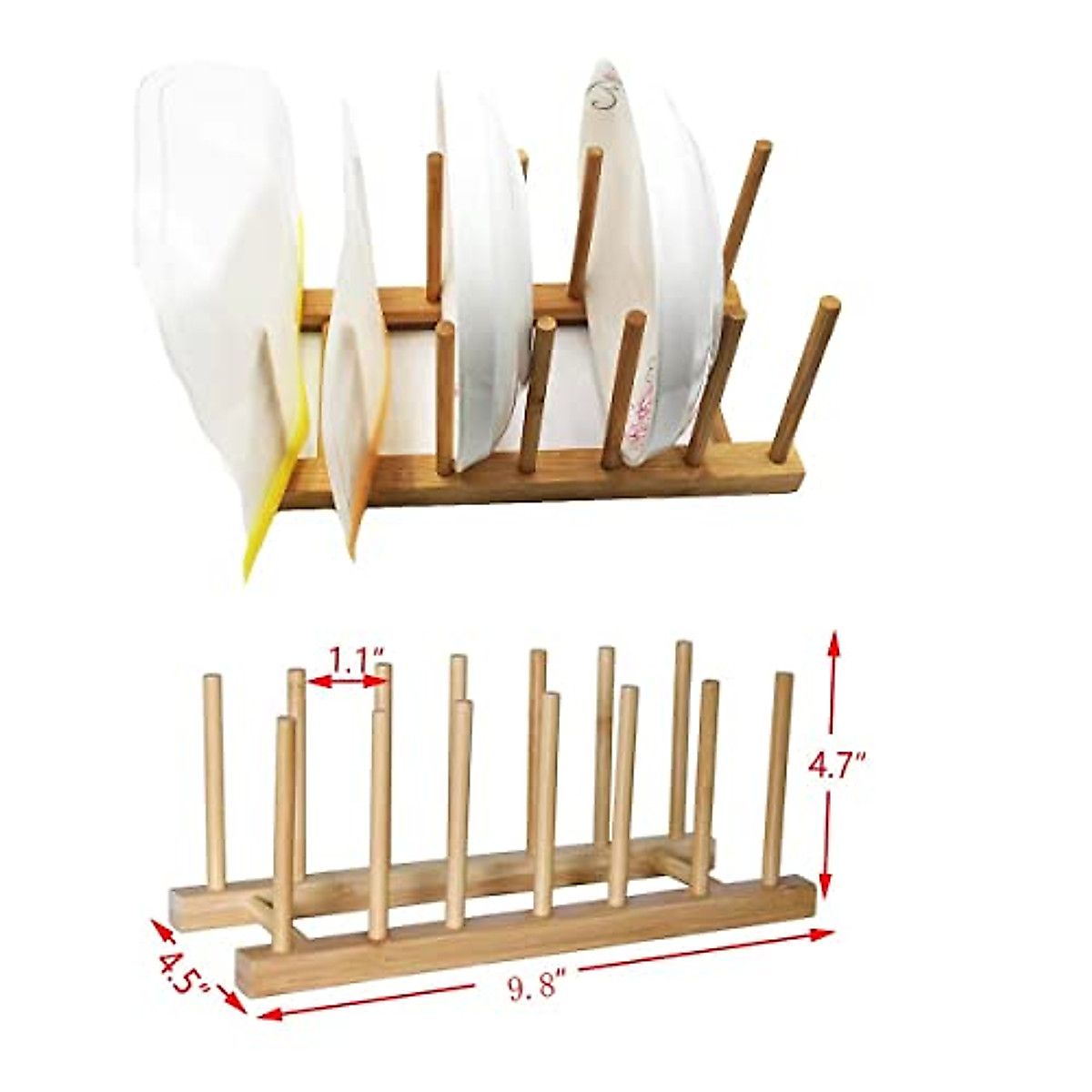 2 Pack Baggy Rack Holders for Food Prep Bag Holder Stand, 1 Pack Bamboo Dish Drying Rack Stand Drainer Storage Holder Organizer and 3 Pack Reusable Food Storage Bags, yamesu 6-Piece Kitchen Gadgets