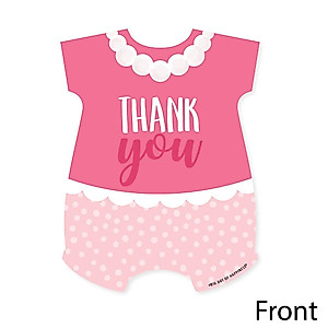 Big Dot of Happiness - Itâ€™s a Girl - Shaped Thank You Cards - Pink Baby Shower Thank You Note Cards with Envelopes - Set of 12