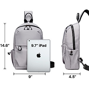 CANTLOR Men Small Sling Bag Crossbody Backpack Gym Mini Travel Backpack With Outside Pockets Shoulder Bag One Strap For Walking Hiking(991801silver)