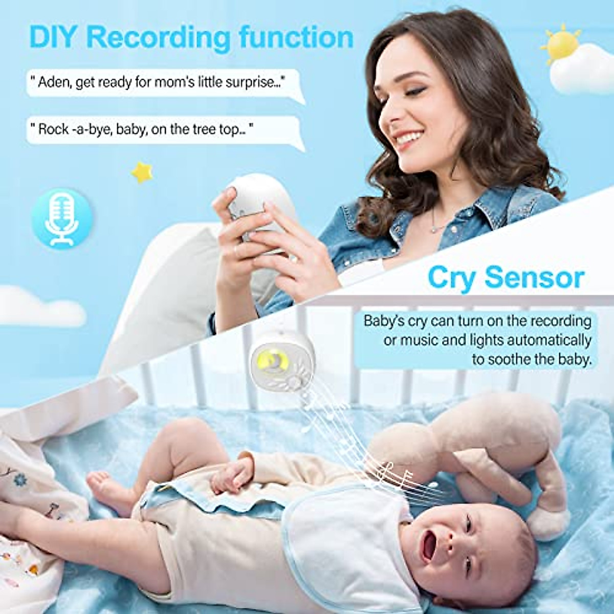 Yoobao White Noise Machine Baby, Portable Baby Sound Machine with 27 Soothing Sounds, Baby Sleep Soother with Night Light, Recording, Crying Sensor and Child Lock, USB Rechargeable