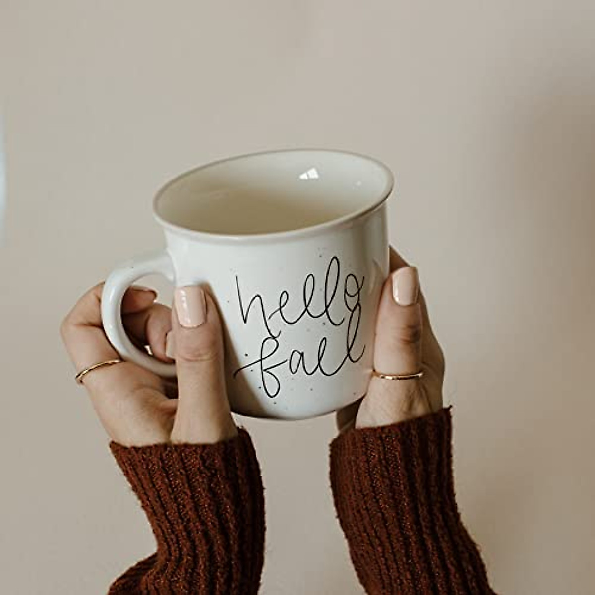 Sweet Water Decor Fall Coffee Mugs | Seasonal 16oz Ceramic Campfire Coffee Cup | Microwave & Dishwasher Safe Autumn Mug Great for Halloween, Pumpkin Spice Lattes & Thanksgiving (Hello Fall)