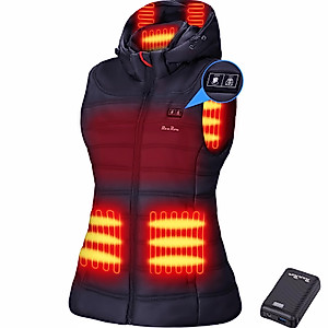 RenRon Heated Vest Women With Hood - 7.4V 16000mAh Battery Pack,Detachable Heated Hood, Slim Fit Womens Heated Vest