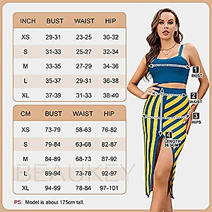 BEAUKEY Blue Bandage Top High Waist Bandage Skirt Two Pieces Set(L,Blue)