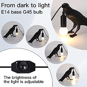 TERBBU Raven Decor Crow Lamp Bird Desk Lamp Creative Animal Styling Light Bedroom Bedside Wall Sconce lamp Light Decoration - Black Table lamp